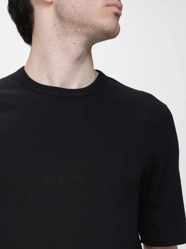 Saint Laurent Basic Cotton T-shirt With Embroidered Logo