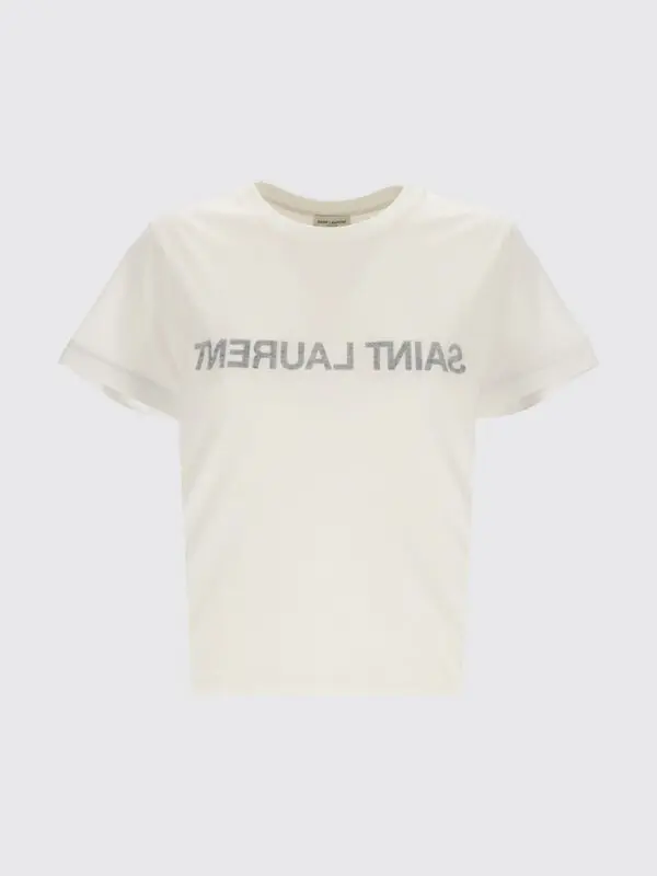 Saint Laurent Cotton T-shirt With Contrasting Front Logo Print