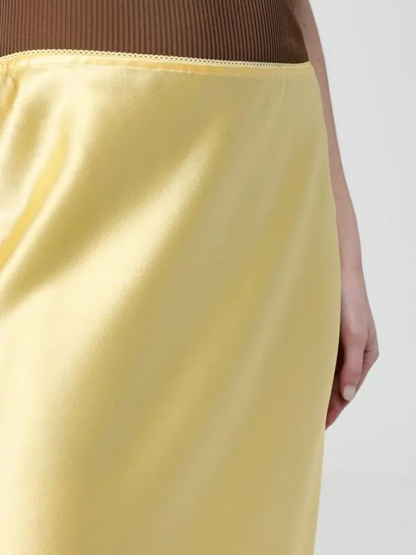 Saint Laurent Midi Skirt With Lace Inserts - Yellow