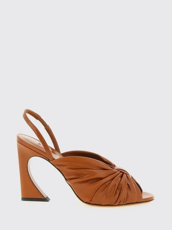 Fendi Arco Draped Nappa Slingback Sandals - Brown