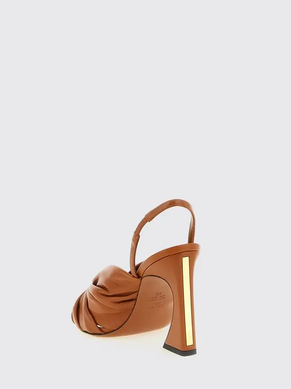 Fendi Arco Draped Nappa Slingback Sandals - Brown