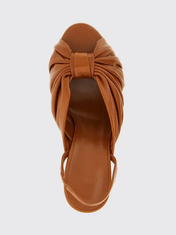 Fendi Arco Draped Nappa Slingback Sandals - Brown