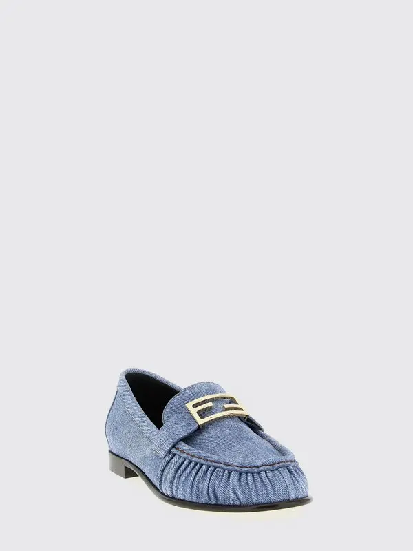 Fendi Baguette Cotton Denim Loafers
