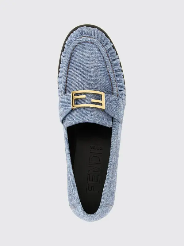 Fendi Baguette Cotton Denim Loafers