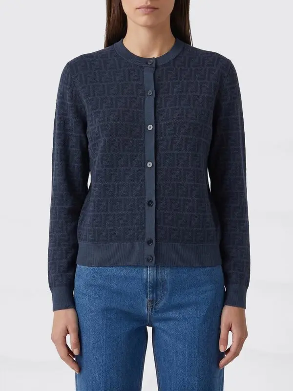 Fendi Ff Wool Crewneck Cardigan