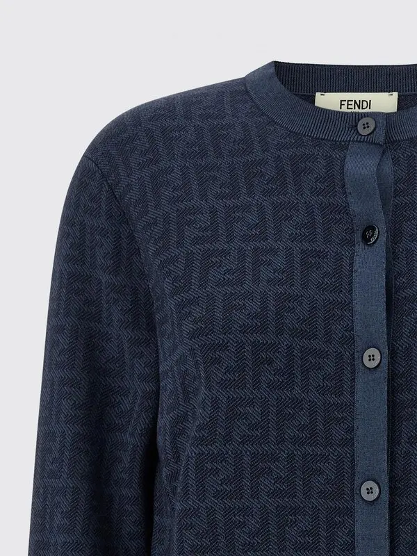 Fendi Ff Wool Crewneck Cardigan