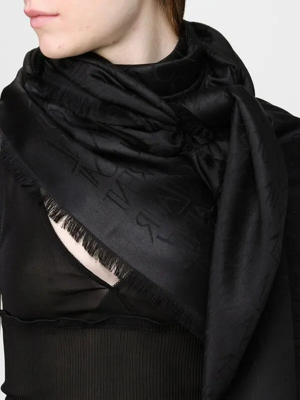 Saint Laurent Silk Blend Scarf With Jacquard Logo