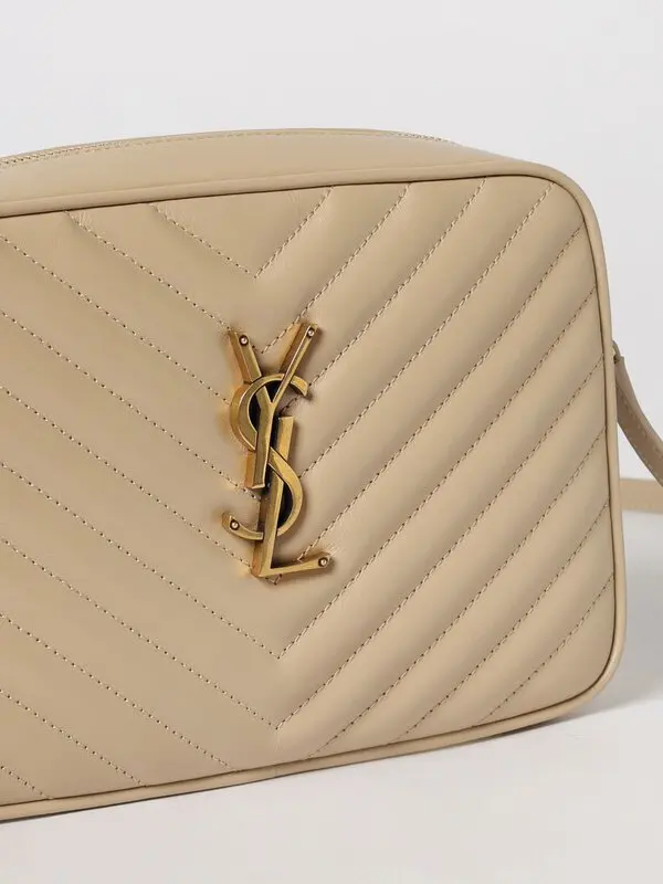 Saint Laurent Lou Chevron Quilted Nappa Bag - Beige