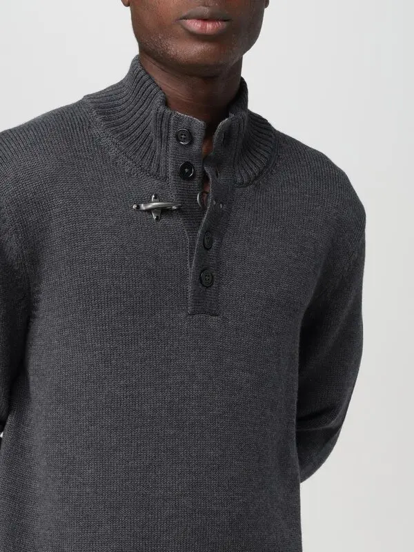 FAY Mock Neck Button Detail Knit Jumper