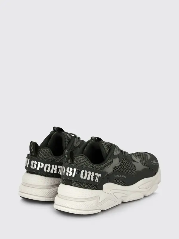 PLEIN SPORT Track-king Leather And Mesh Sneakers - Green