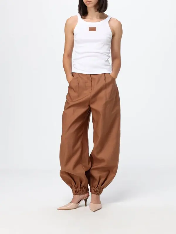 Fendi Slim Fit Cotton Top With Shoulder Straps And Applied Logo