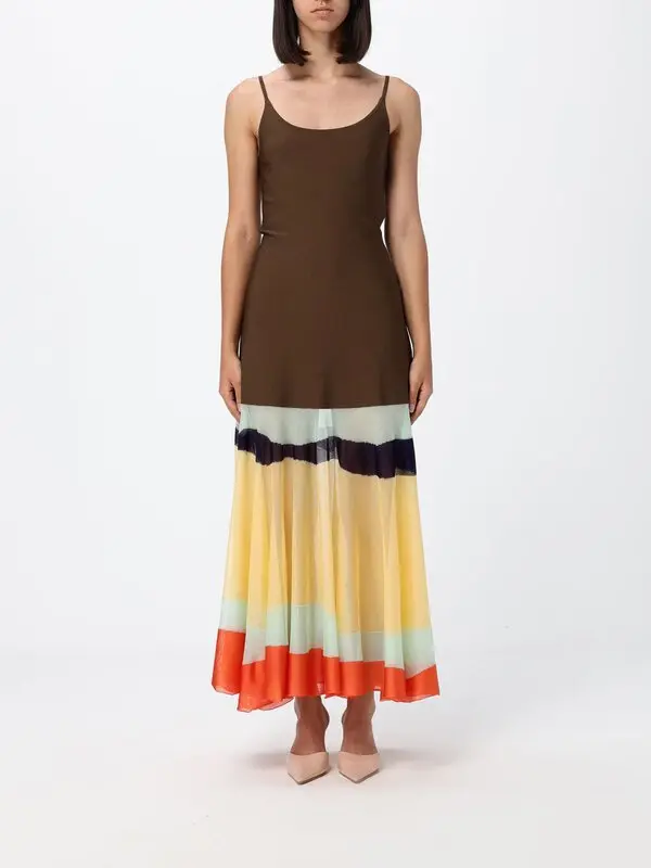 Fendi Off-the-shoulder Striped Viscose-blend Midi Dress