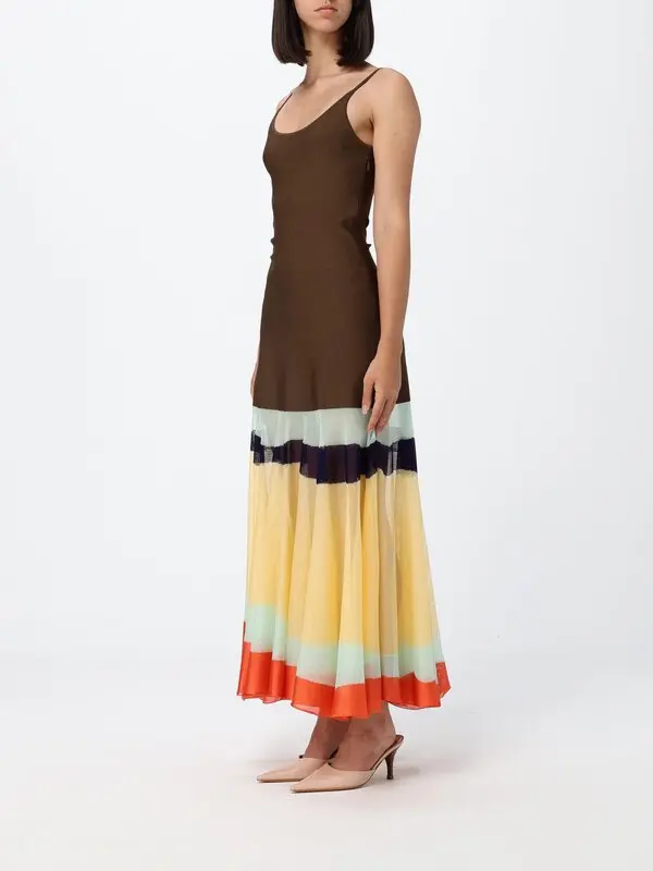 Fendi Off-the-shoulder Striped Viscose-blend Midi Dress