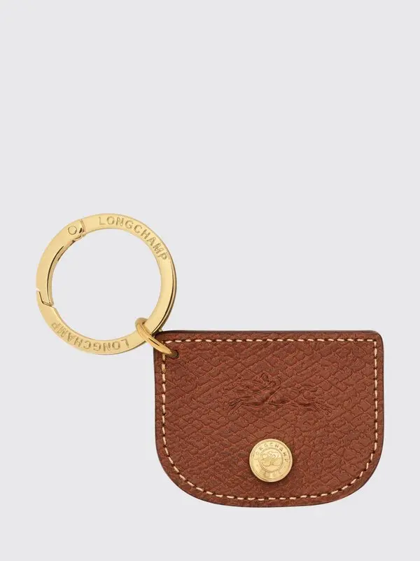 Longchamp Grained Leather Keyring With Embossed Logo - Brown