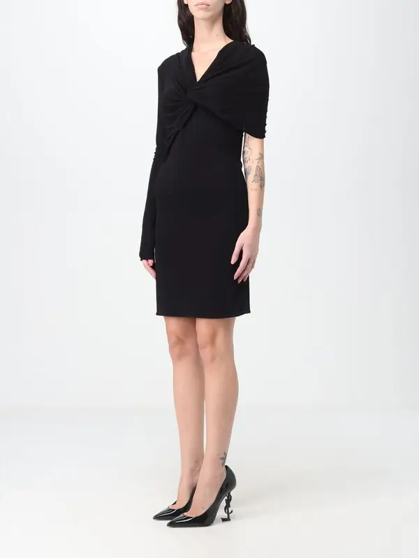 Saint Laurent Long Sleeve Twisted Neck Mini Dress
