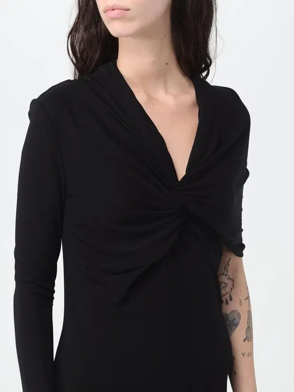 Saint Laurent Long Sleeve Twisted Neck Mini Dress
