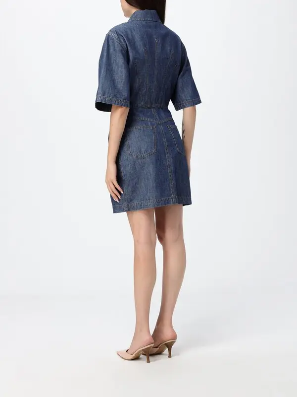 Fendi Slim Fit Cotton Denim Mini Shirtdress
