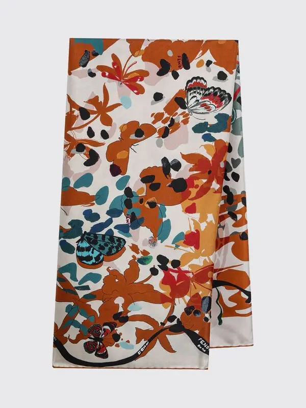 Fendi Pure Silk Foulard With Floral Print