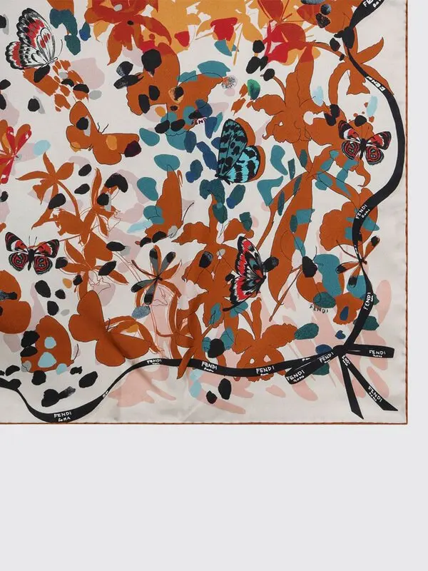 Fendi Pure Silk Foulard With Floral Print