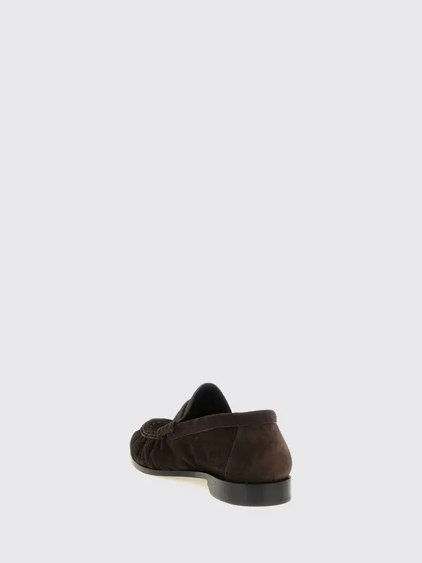Saint Laurent Le Loafer Suede Penny Loafers With Monogram - Brown