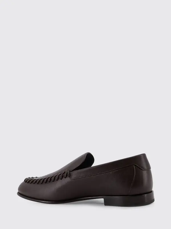 Fendi Leather Loafers With Stitching - Brown