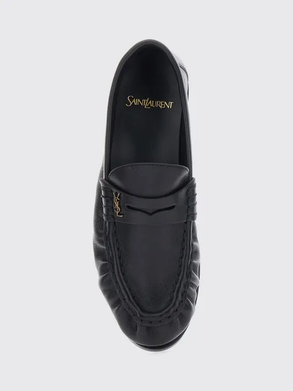 Saint Laurent Le Loafer Monogram Smooth Calfskin Leather Loafers - Black
