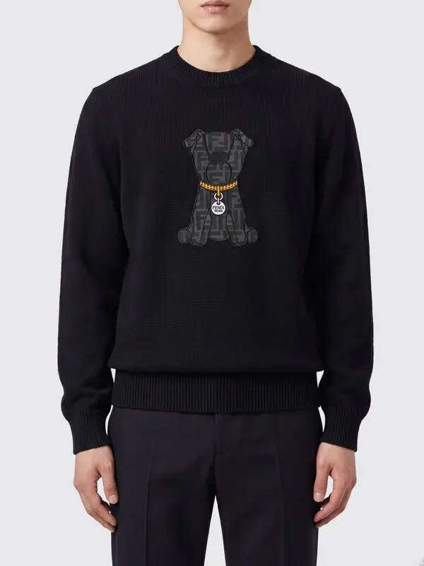 Fendi Virgin Wool Crewneck Sweater With All-over Ff Monogram Embroidery