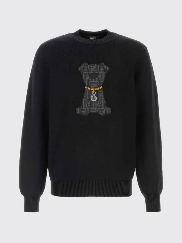 Fendi Virgin Wool Crewneck Sweater With All-over Ff Monogram Embroidery