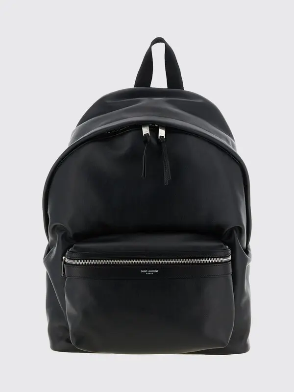 Saint Laurent City Backpack In Smooth Calfskin With Laminated Logo - Black