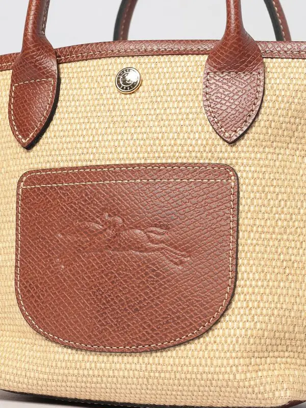 Longchamp Le Pliage Collection Raffia Mini Tote With Leather Handles - Natural