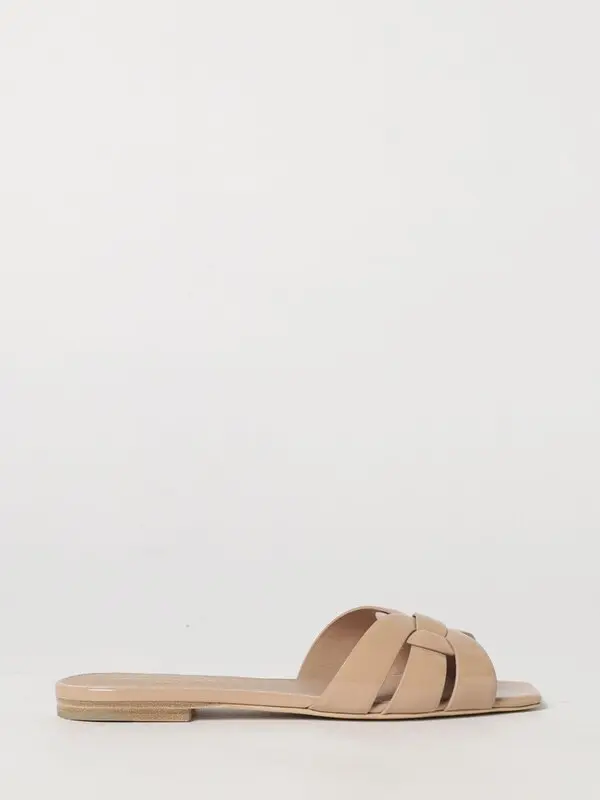 Saint Laurent Nu Pieds 05 Tribute Mules In Patent Leather - Nude