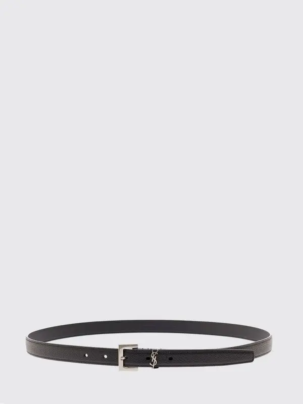 Saint Laurent Monogrammed Leather Belt - Black