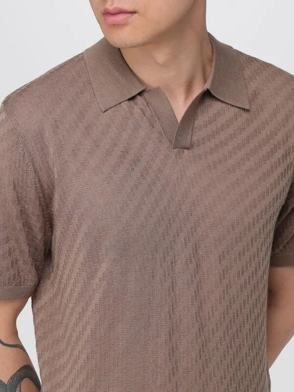 Emporio Armani Knitted Polo Shirt - Mud