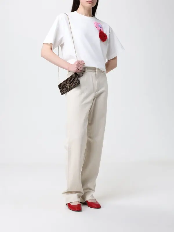 Fendi Straight Leg Denim Jeans In And Cream