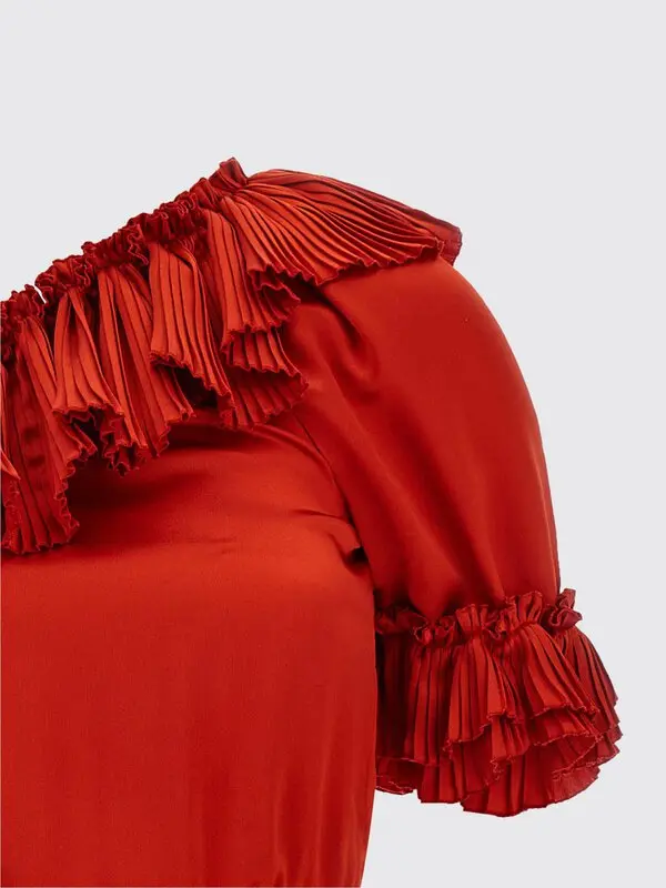 Saint Laurent Silk One-shoulder Dress With Ruffles