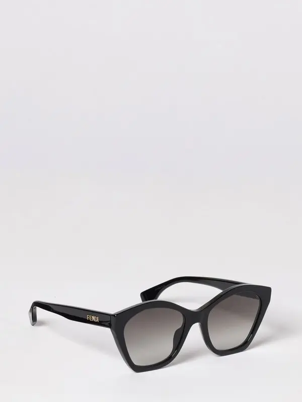 Fendi Oversized Irregular Shaped Sunglasses In Acetate With Logo - Black