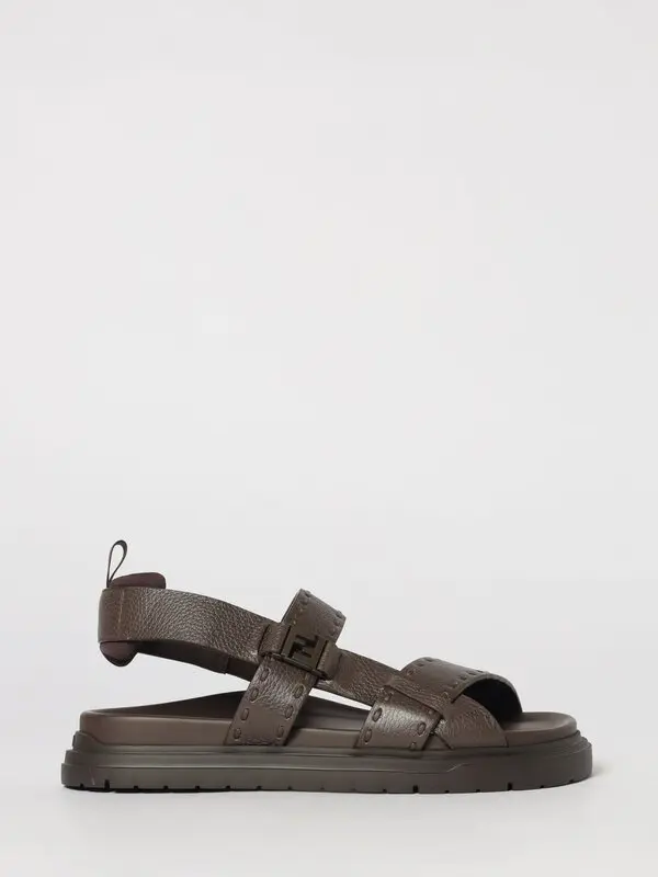 Fendi Selleria Hammered Leather Sandal