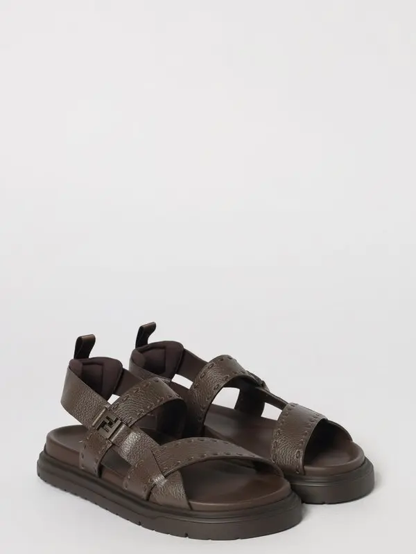 Fendi Selleria Hammered Leather Sandal
