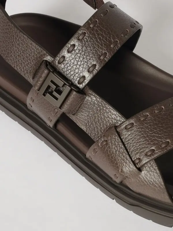 Fendi Selleria Hammered Leather Sandal