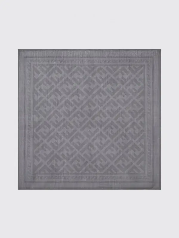 Fendi Ff Wool And Silk Scarf - Grey