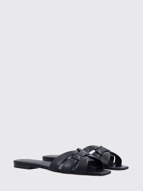 Saint Laurent Tribute Mules Square Toe Low Heel - Black
