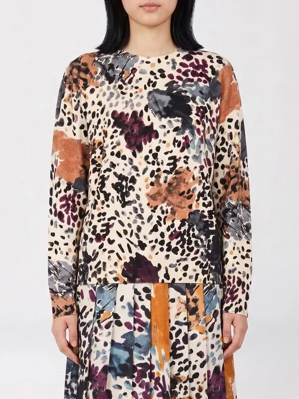 Fendi Abstract Pattern Wool And Cashmere Blend Crewneck Sweater