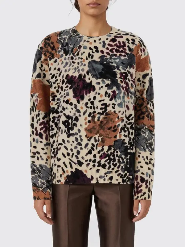 Fendi Abstract Pattern Wool And Cashmere Blend Crewneck Sweater - Multicolor