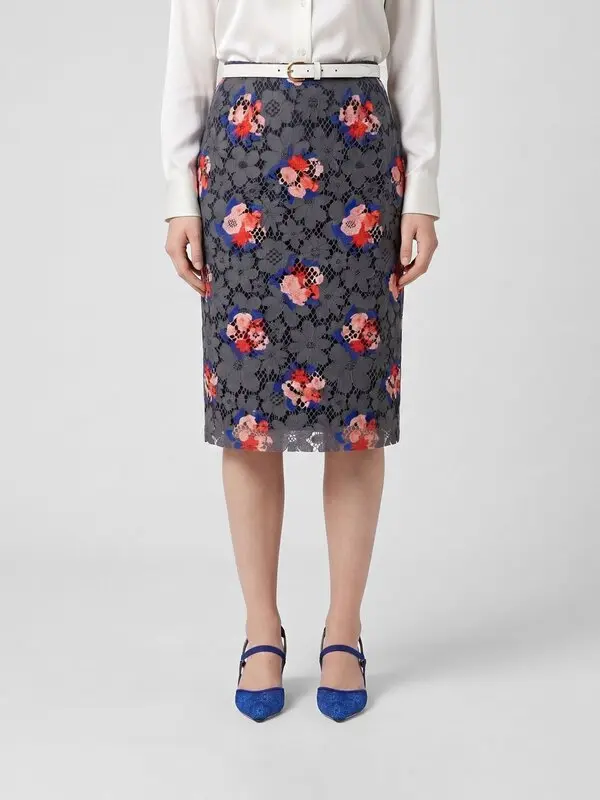 Fendi Floral Lace Midi Skirt