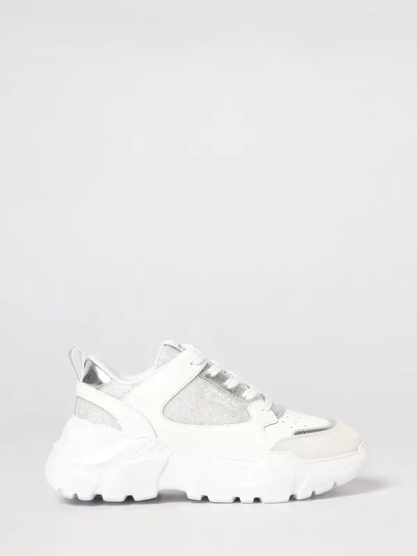 Versace Leather And Lurex Mesh Sneakers