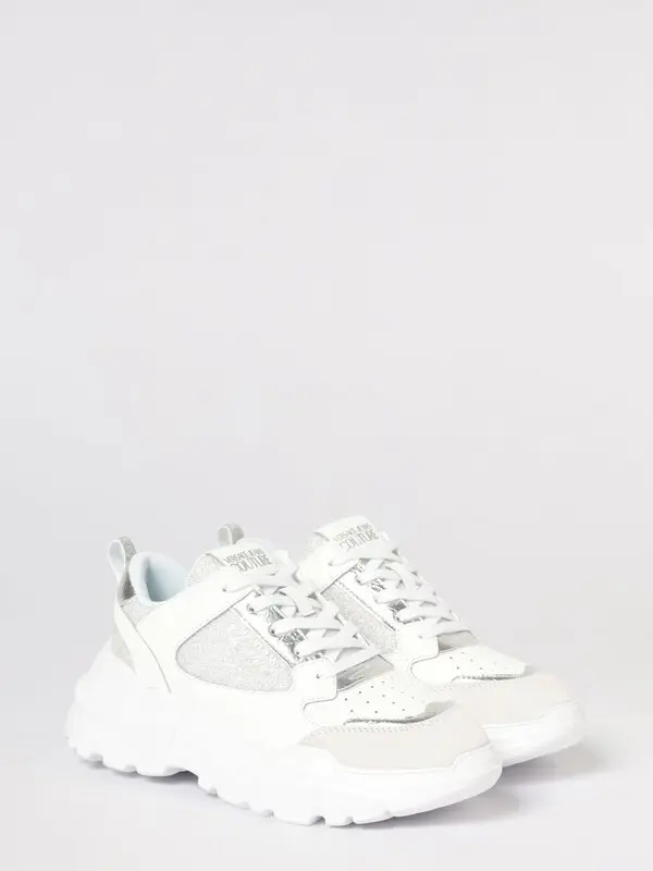 Versace Leather And Lurex Mesh Sneakers