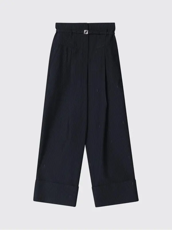 Fendi Pinstripe Wool Blend Palazzo Trousers