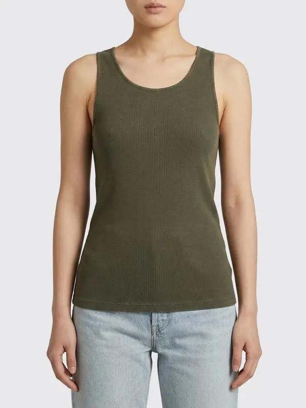 Saint Laurent Cotton Basic Tank Top - Green