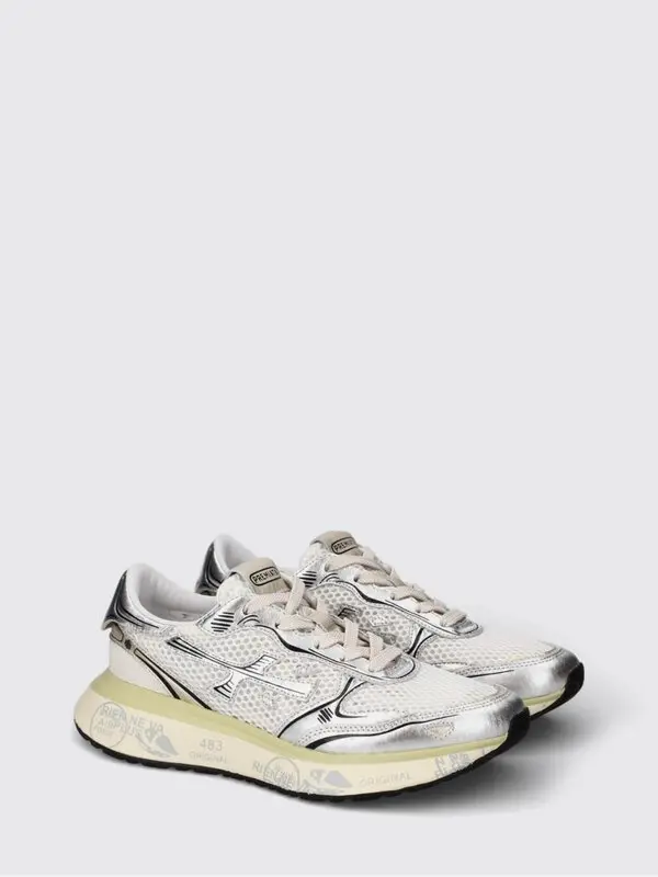 Premiata Lauryn Suede And Mesh Lace-up Sneakers - Silver