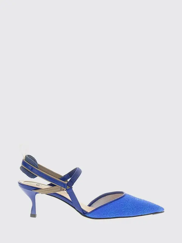 Fendi Colibrì Lite Leather And Fabric Slingback With Floral Motif - Blue